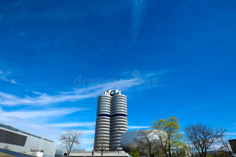 Discover the Iconic Car Building in Munich, Blue Sky, Museum Editorial ...