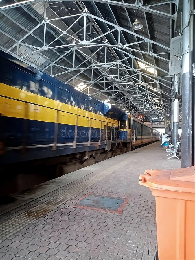 First Platform S Yellow and Blue Lined Train Editorial Stock Photo ...