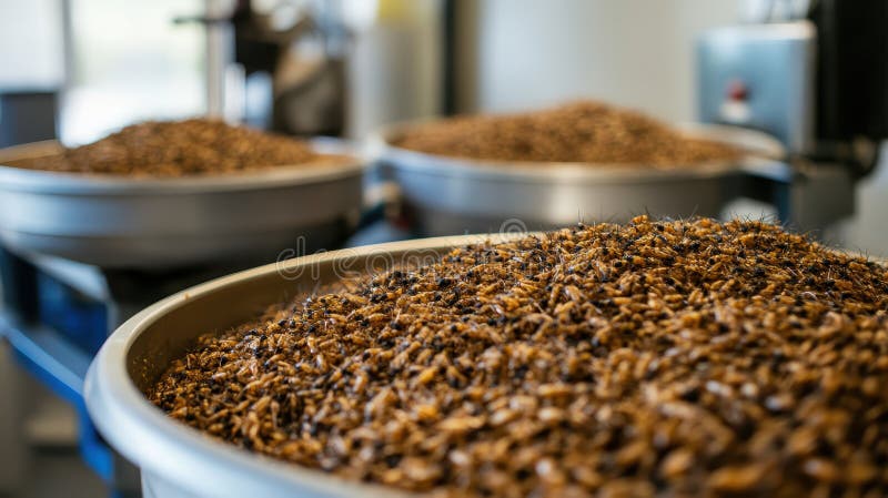 Sustainable Insect Protein Farming with Black Soldier Flies Stock ...