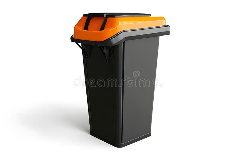 Modern Smart Trash Can with Orange Lid for Enhanced Waste Management ...