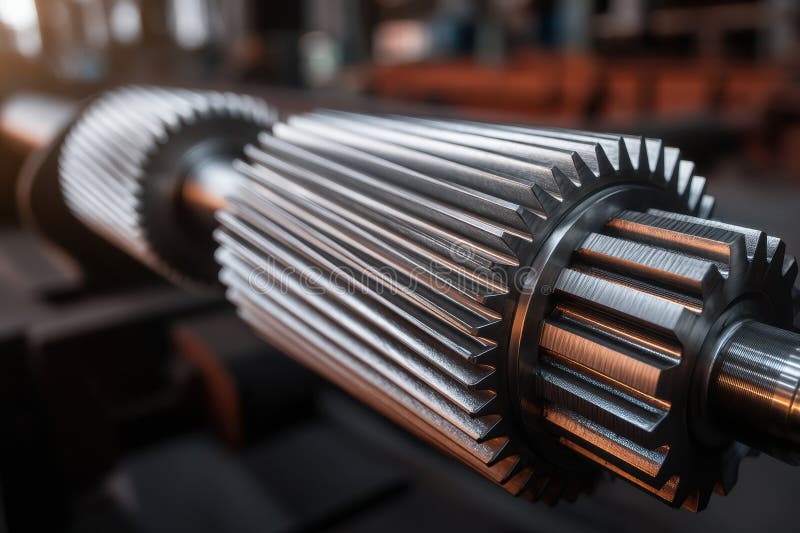 Close-Up of Large Metallic Gears Rotating in an Industrial Setting with ...