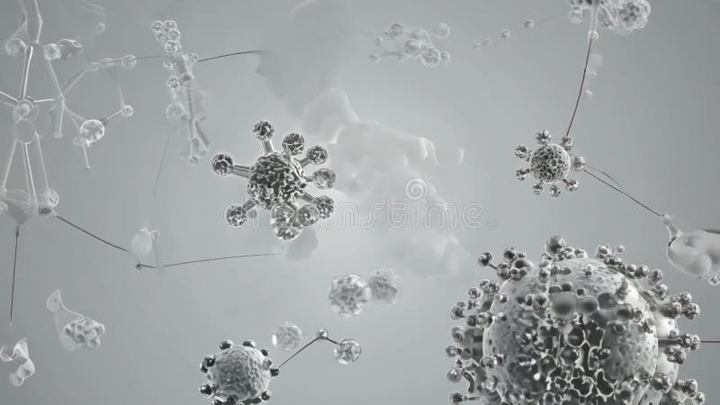 Microscopic View of Viruses Interacting in a Laboratory Setting during ...