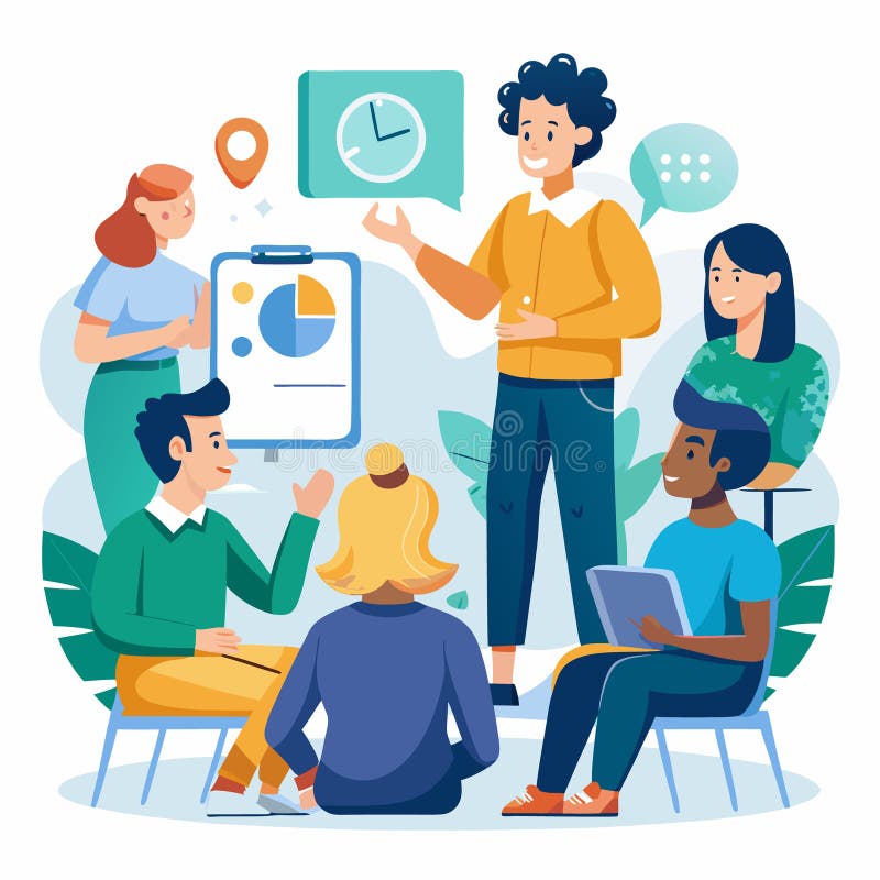 A Life Skills Coach Leading a Workshop on Effective Communication Vector Illustration Stock ...