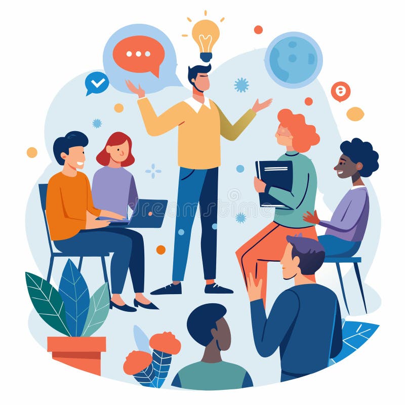 A Life Skills Coach Leading a Workshop on Effective Communication Stock Vector - Illustration of ...