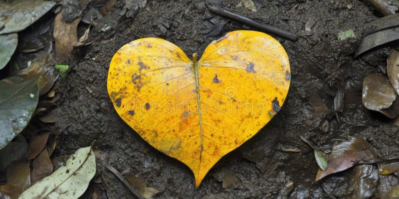 Discover Love Nature, Heart Leaf on Ground with Natural Environment ...