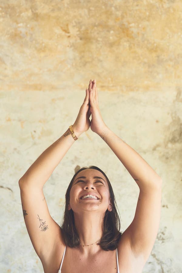 Discover the Magical Power of Yoga. a Young Woman Meditating at Home ... Discover the Magical Power of Yoga. a Young Woman Meditating at Home ...