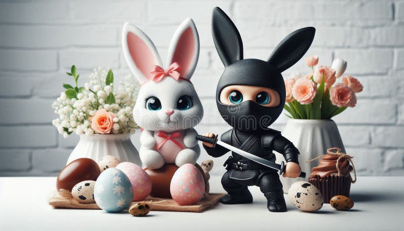 Easter Ninja Bunnies: a Rabbit with Secret Skills Stock Illustration ...