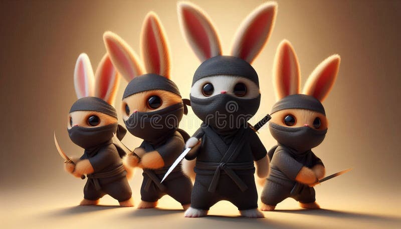 Easter Ninja Bunnies: a Rabbit with Secret Skills Stock Illustration ...