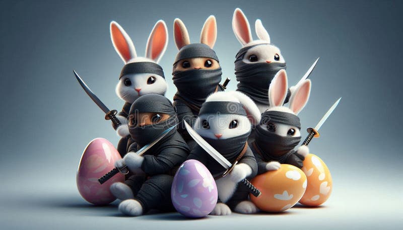 Easter Ninja Bunnies: a Rabbit with Secret Skills Stock Illustration ...