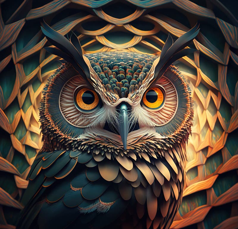 Enchanting Owl Abstract Art for Sale Stock Illustration - Illustration ...