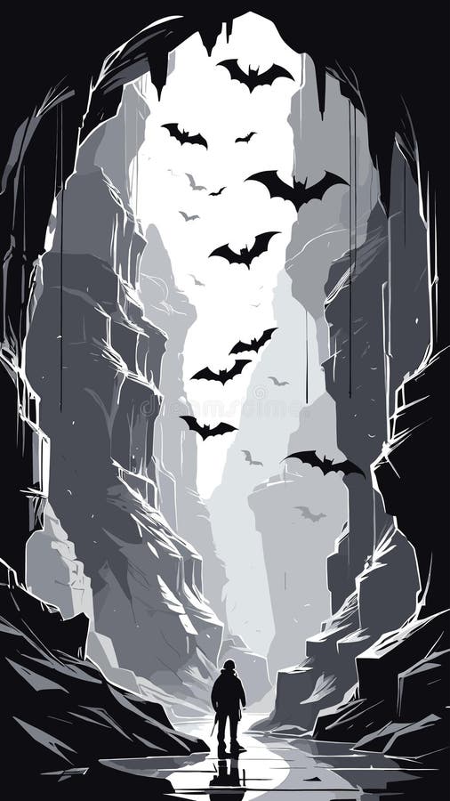 Vector Artwork of Bats in a Cave Natural Landscape Cavern Wallpaper ...