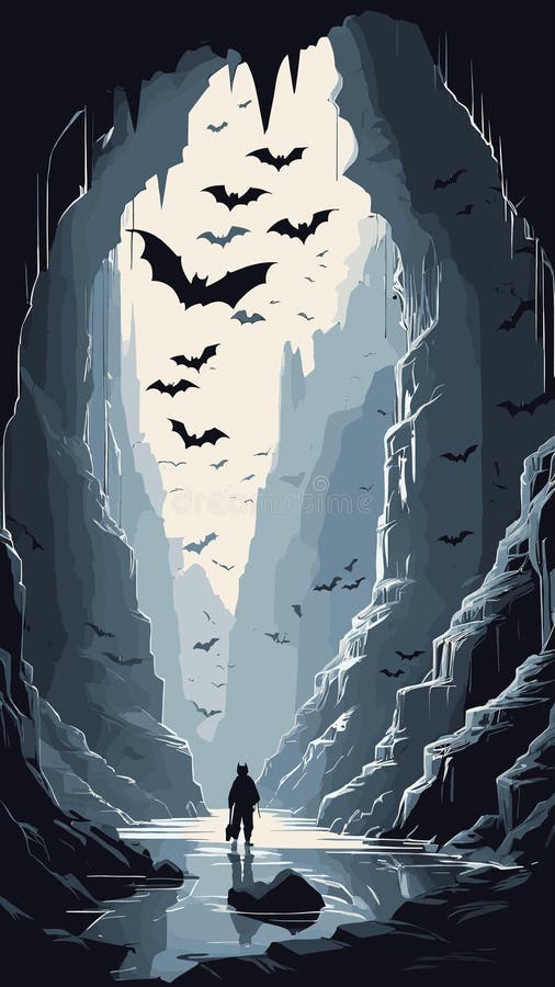 Vector Artwork of Bats in a Cave Natural Landscape Cavern Wallpaper ...