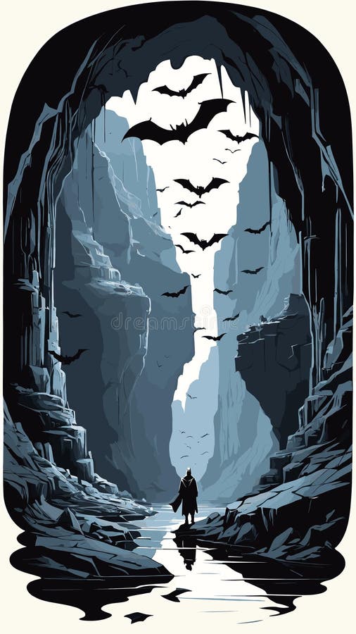 Vector Artwork of Bats in a Cave Natural Landscape Cavern Wallpaper ...