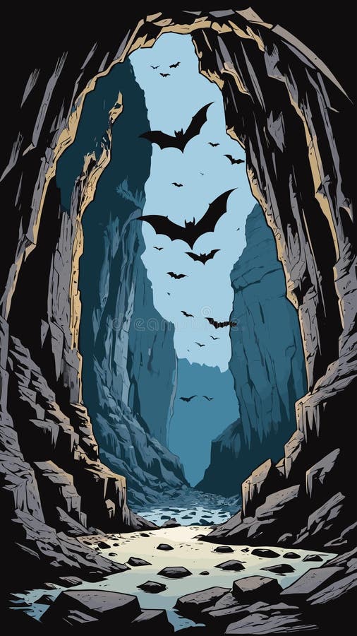 Vector Artwork of Bats in a Cave Natural Landscape Cavern Wallpaper ...