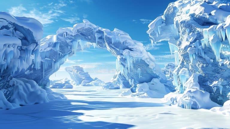 Discover a Mystical Frozen Tundra with Towering Ice Arches and ... Discover a Mystical Frozen Tundra with Towering Ice Arches and ...