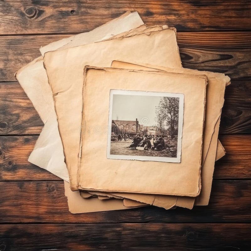 Discover Old Photos on Wooden Table with Nostalgia Theme Stock ...