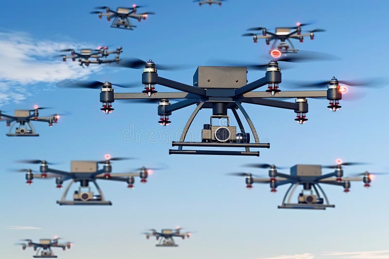 Multiple Aerial Drones Equipped with Cameras for Advanced Surveillance ...