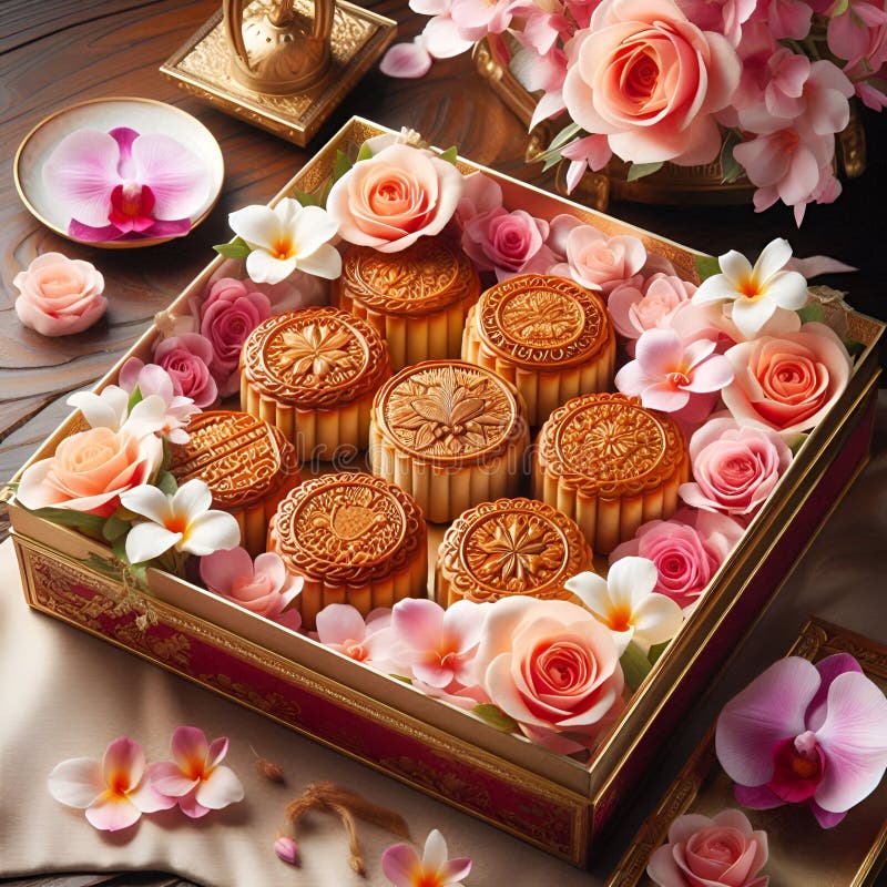 Refined Mooncakes Featuring Exquisite Flower Designs, Generative AI ...