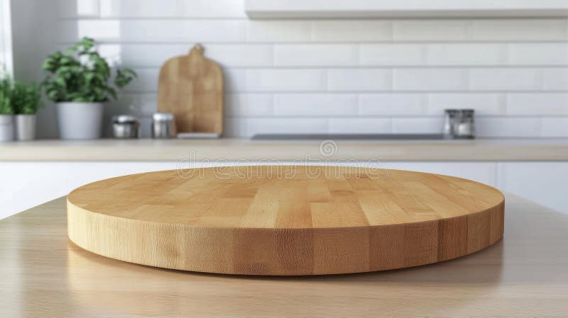 Discover this Round Wooden Kitchen Surface, Perfect for Cooking and ...