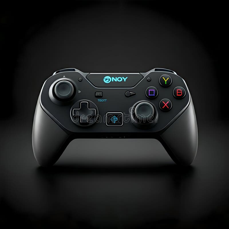 AI-Generated Black Video Game Controller with Buttons and Logo Stock ...