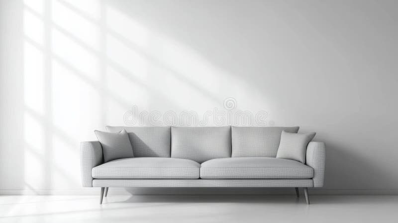 Sleek Modern Sofa with Clean Lines in Soft Minimalistic Style Stock ...