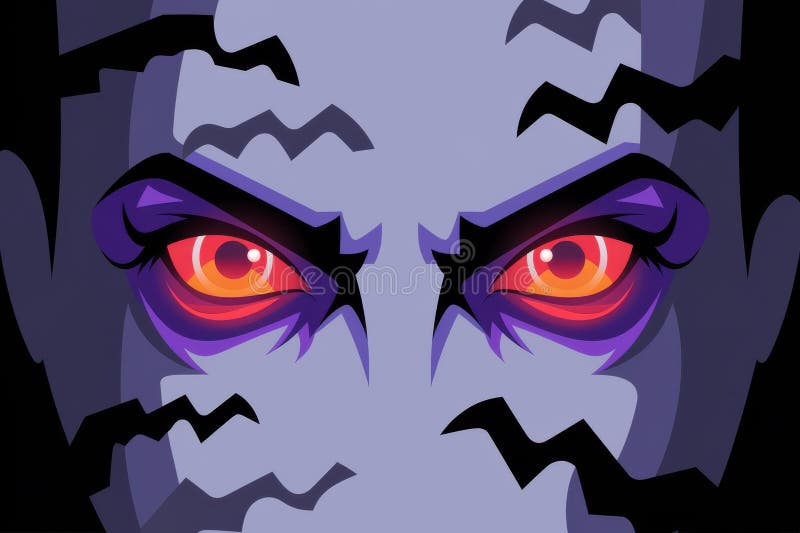 Intense Horror Illustration Fiery Eyes Dark Background - Striking ...