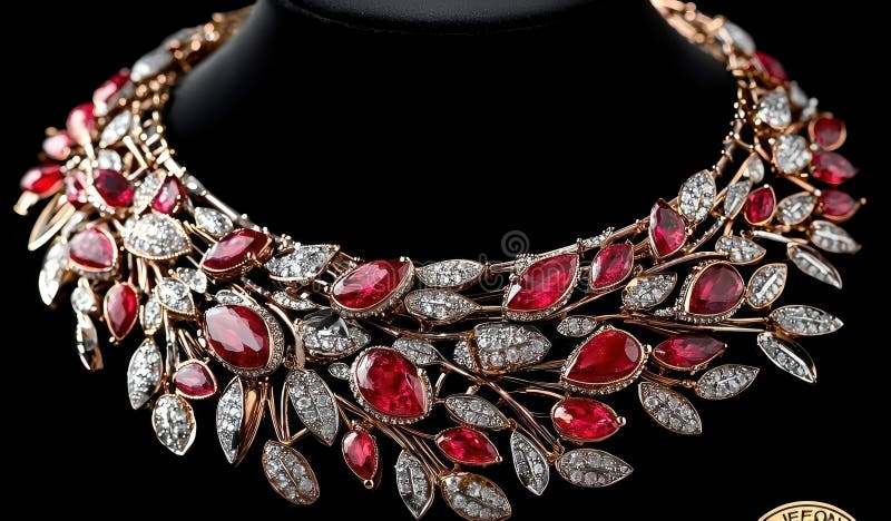 Bold Ruby Statement Necklace with Multiple Layers of Sparkling Design ...