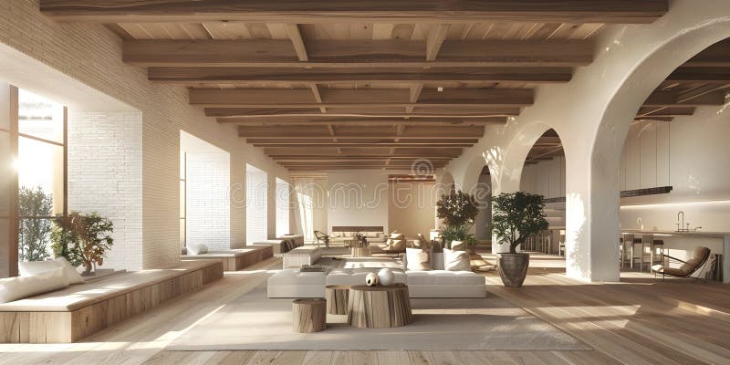 Modern Rustic Scandinavian Interior Design Space Stock Illustration ...