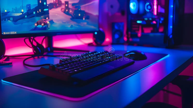 Minimalist Gaming Setup with Hyper-Realistic Display Stock Illustration ...