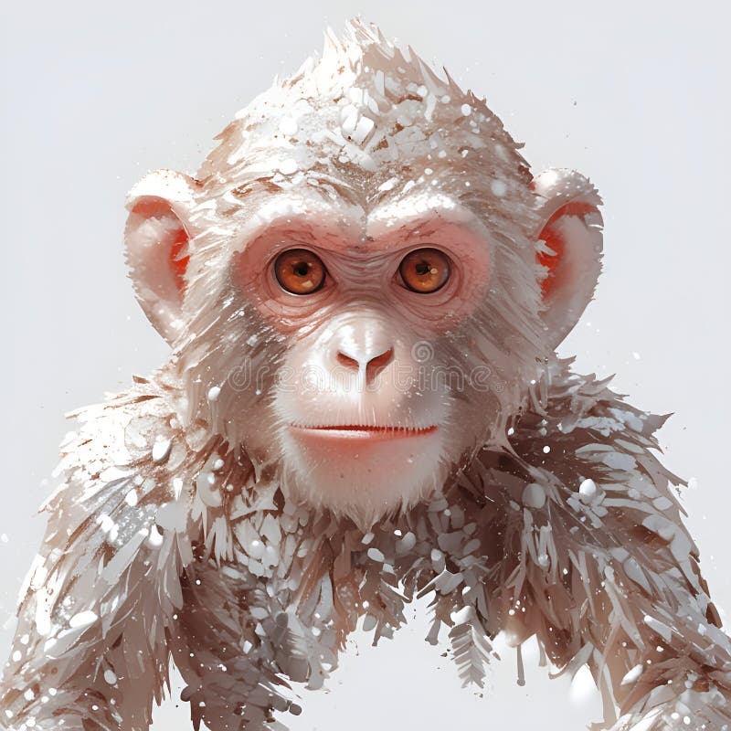 A Monkey that Has a White Face and Brown Eyes Minimalist Graphic Design ...