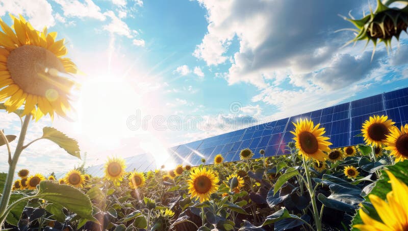 Sunflowers & Solar: Sustainable Farming, Generative Ai Stock ...
