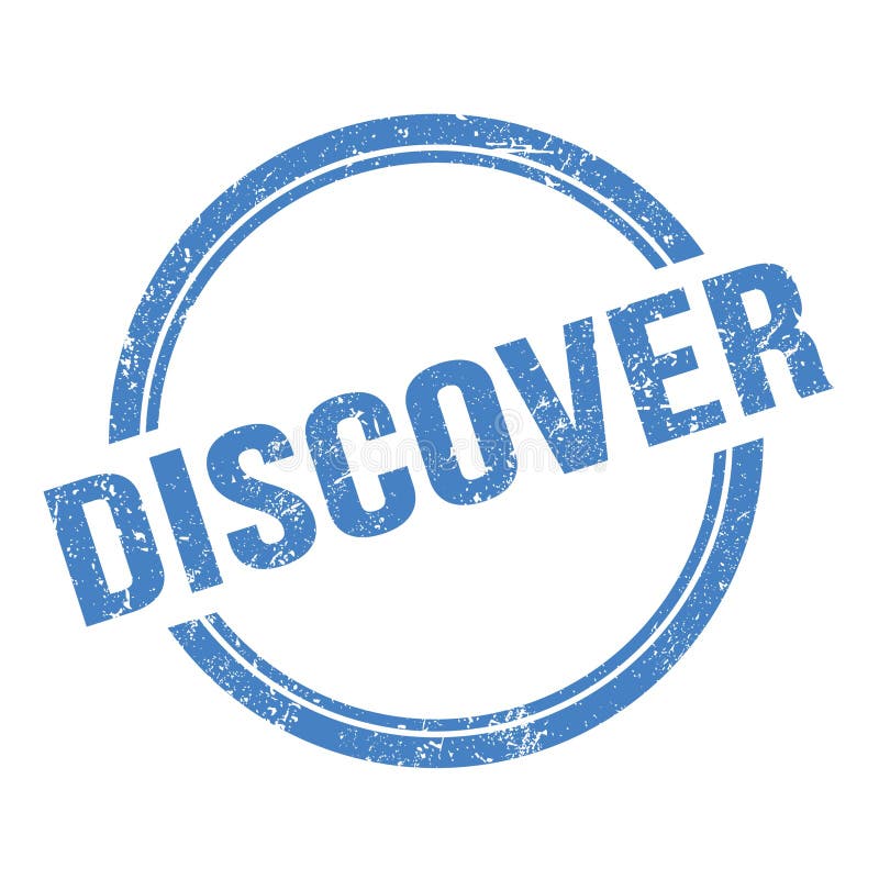 DISCOVER Text Written on Blue Grungy Round Stamp Stock Illustration ...