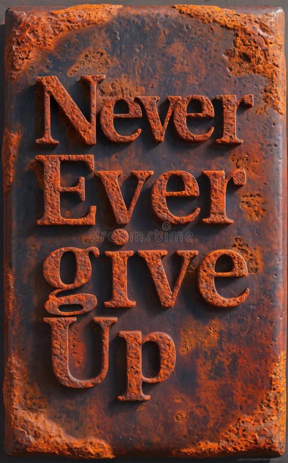 Inspirational Iron Plate: "Never Give Up" Alphabet Stock Illustration ...