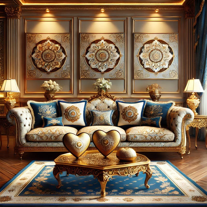 Creating a Royal Elegant Sofa and Table Decor Stock Illustration ...