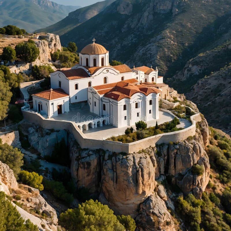 Historic Greek Orthodox Monastery Perched on a Cliff with Iconic ...