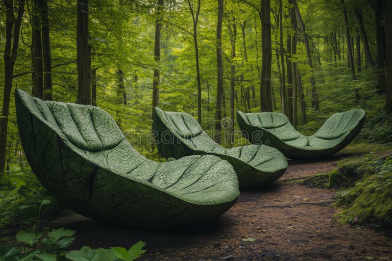Discover Tranquility in a Lush Forest with Oversized Leaf-shaped ...