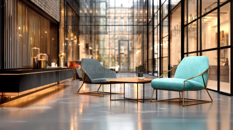 Trendy Office Lounge Area with Stylish Seating and Modern Design ...