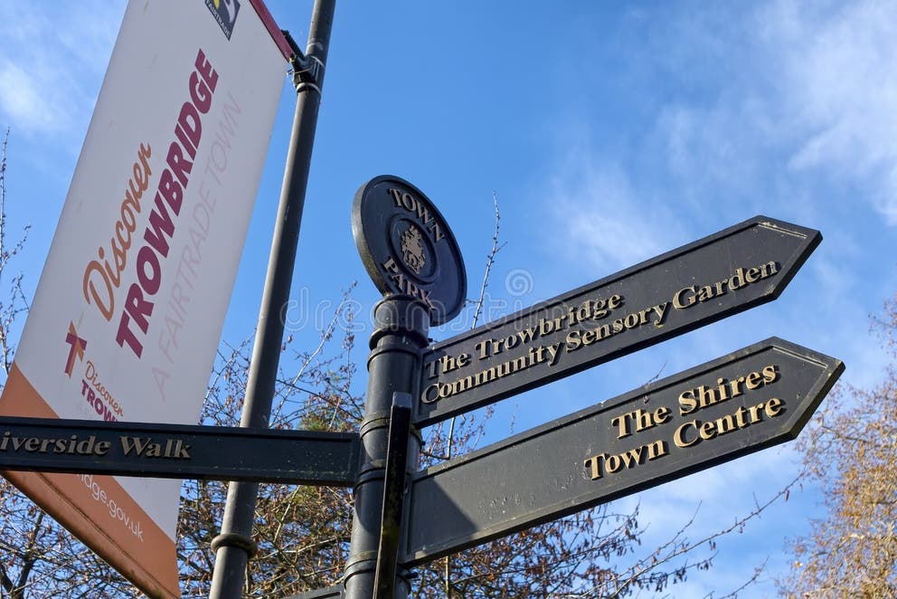 Discover Trowbridge Banner and Signpost Editorial Stock Image - Image ...