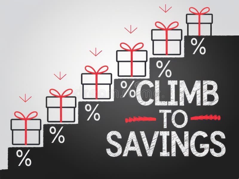 Chalkboard Style Illustration Colorful Gift Boxes Climbing Savings ...