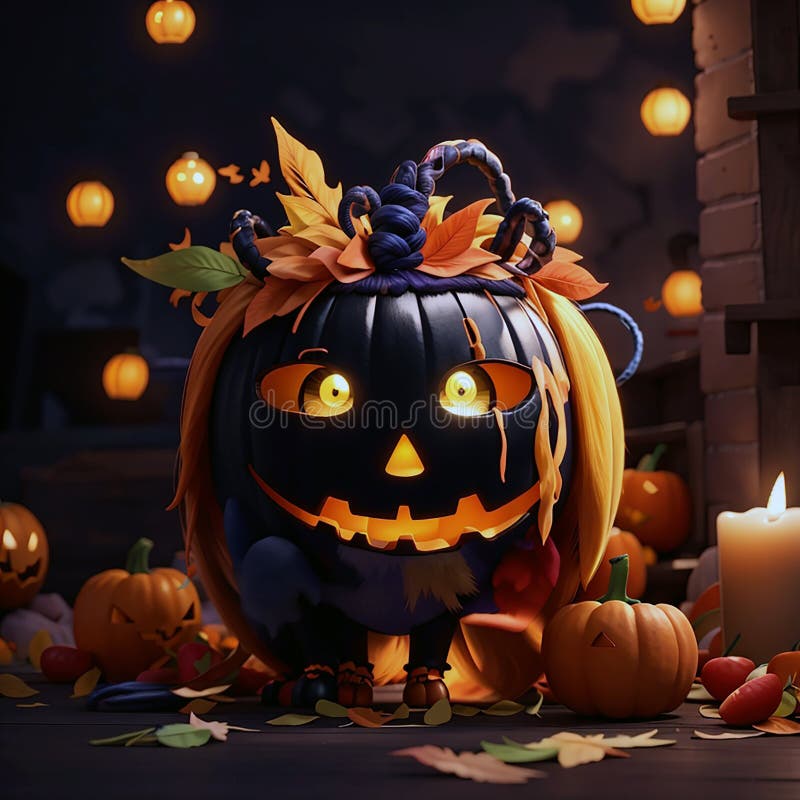 Halloween Coloring Pages 3D Style Image Stock Illustration ...