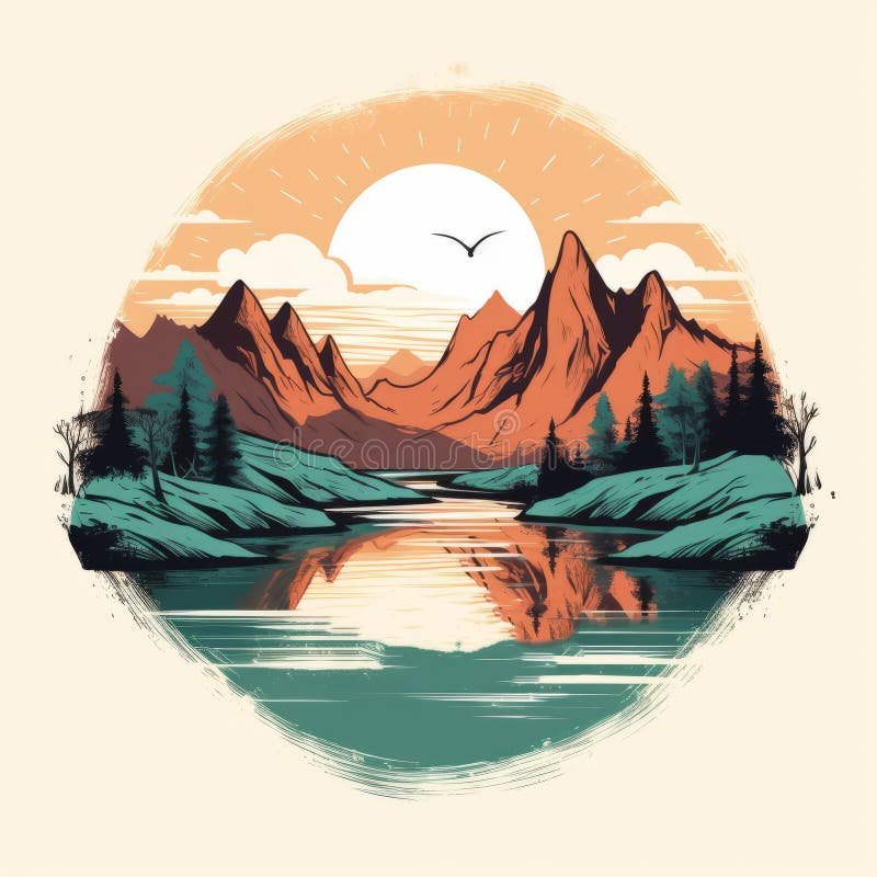 Karst in a Vintage Sunset: Stunning Vector Graphics Stock Illustration ...