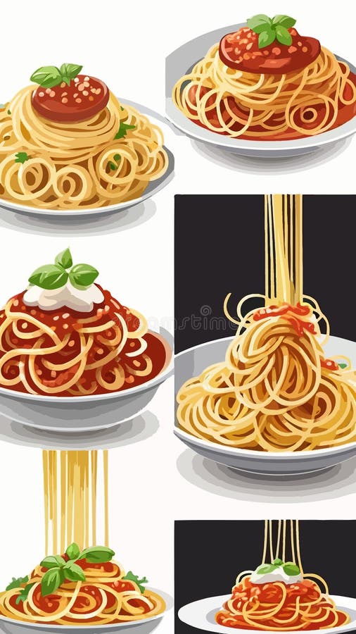 Vector of a Collection of Spaghetti Cartoon Drawings Artwork Ai ...
