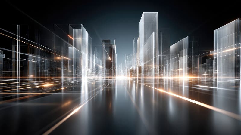 Discover a Vibrant City of Glowing Lights and Digital Lines, Showcasing ...