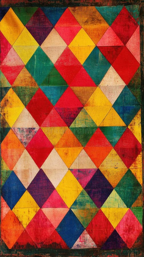 Discover Vibrant Colors, a Geometric Pattern of Triangles and Squares ...