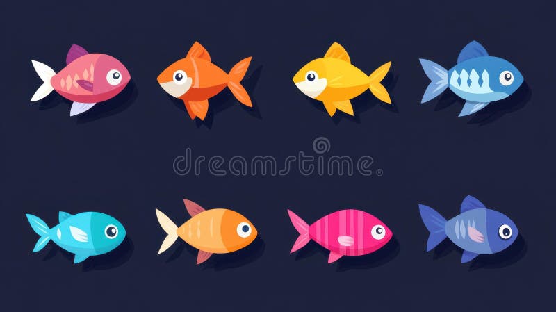 Discover Vibrant Fish Tail Icons in a Modern Flat Design. Perfect for ...