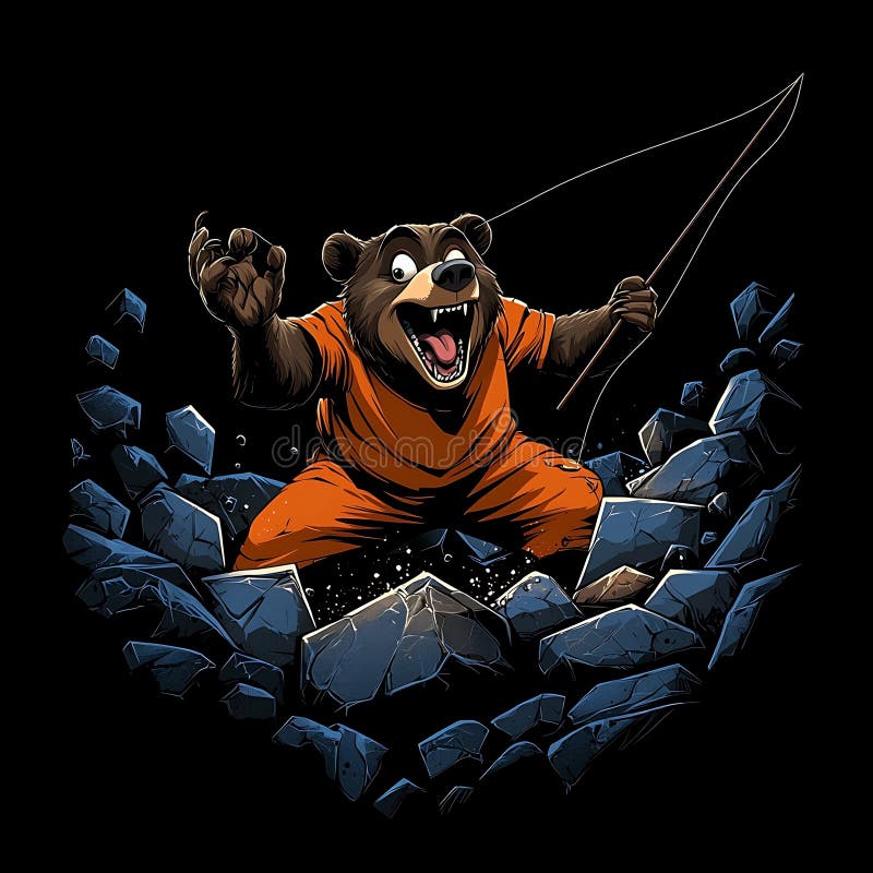 Playful Bear with Bow and Arrows in Action Stock Illustration ...