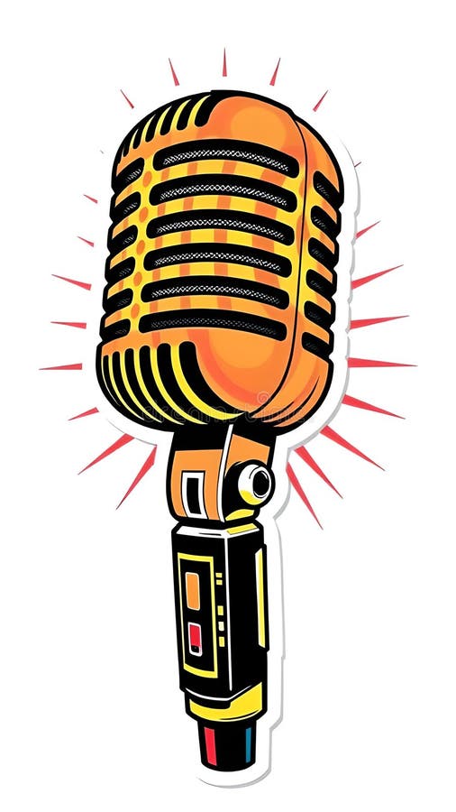 Sticker: Retro Pop Art Microphone - Dynamic Patterns & Pop Art Style ...