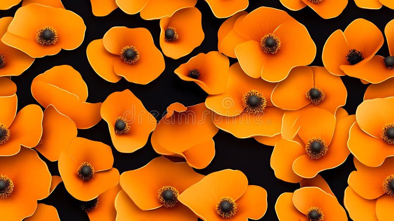Vibrant Mini Orange Poppies Seamless Pattern Design Stock Illustration ...