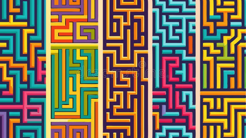 Colorful Maze Seamless Patterns – Abstract Liquid Line Textures for ...