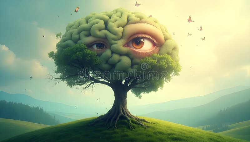 Vision of Nature: the Mindful Tree Stock Illustration - Illustration of ...